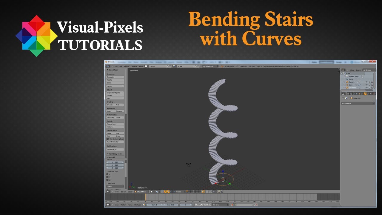 Blender Tutorial - Bending stairs with curves - YouTube