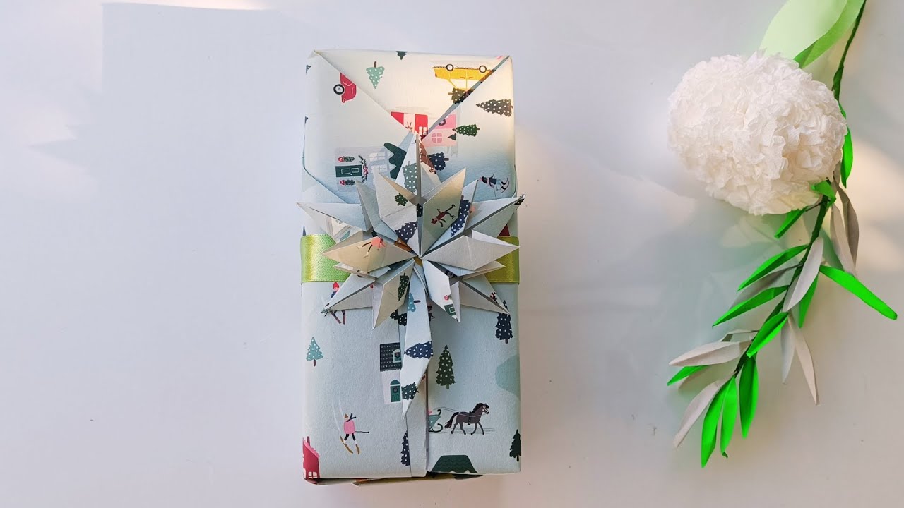 How To Wrap A Gift Box by Paper With Big Star 3D, Step by Step Tutorial ...