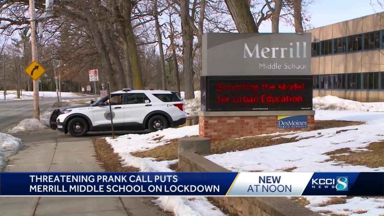 DMPS: Prank call leads to brief lockdown at Merrill Middle School - YouTube