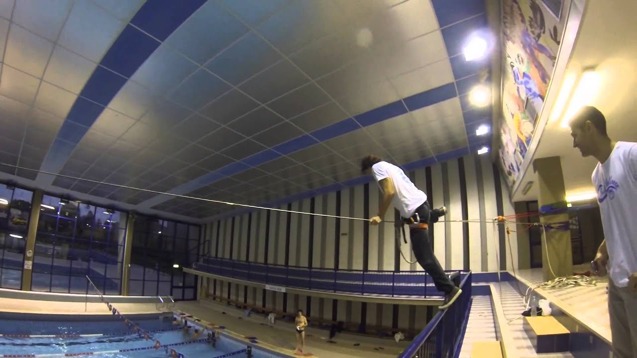 Indoor Pool Slackline - YouTube