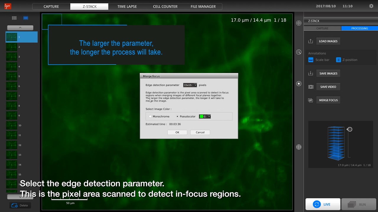 Z-stack: Focus stacking onboard the CELENA® S - YouTube