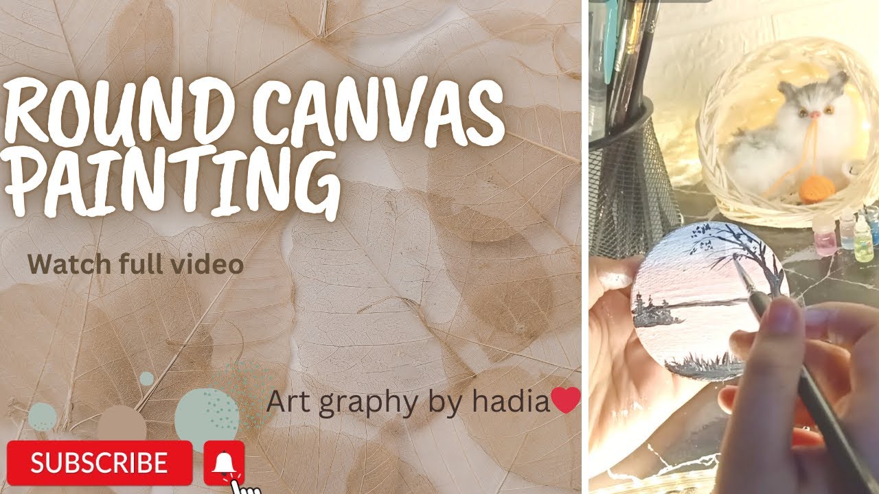 Round Canvas Painting😱|Easy tutorial|Watch full video🥺|subscribe for ...