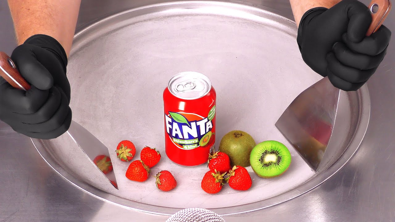 FANTA Strawberry & Kiwi - Ice Cream Rolls | ASMR - YouTube