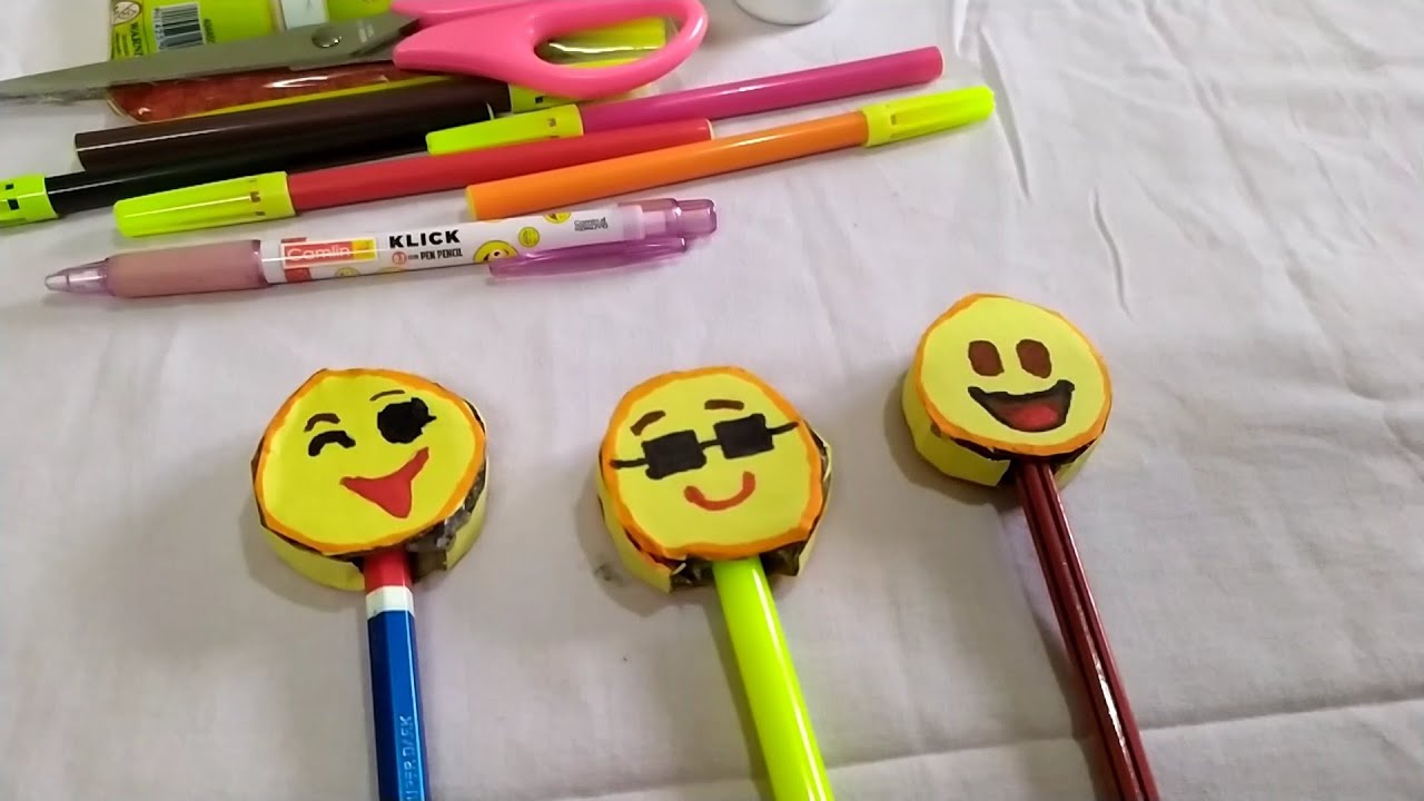 Emoji Pencil Toppers | How to make emoji Pencil Toppers | Kiddos Time 😘 ...