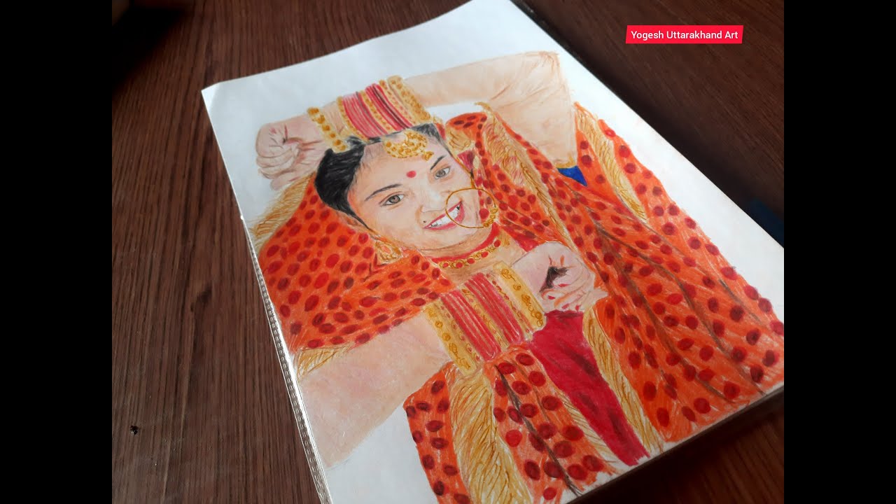 How to draw cute pahadi girl | pahadi little girl sketch | drawing ...