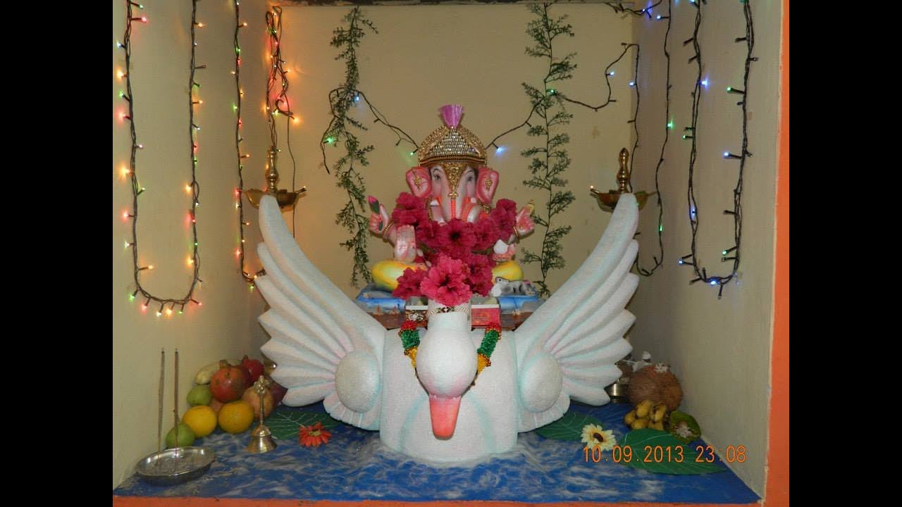 Ganpati Decoration | Homemade moving Swan | Ganpati Decoration Ideas ...