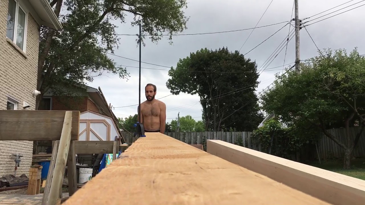 Moving an 8x8x18 timber alone with a timber cart - YouTube