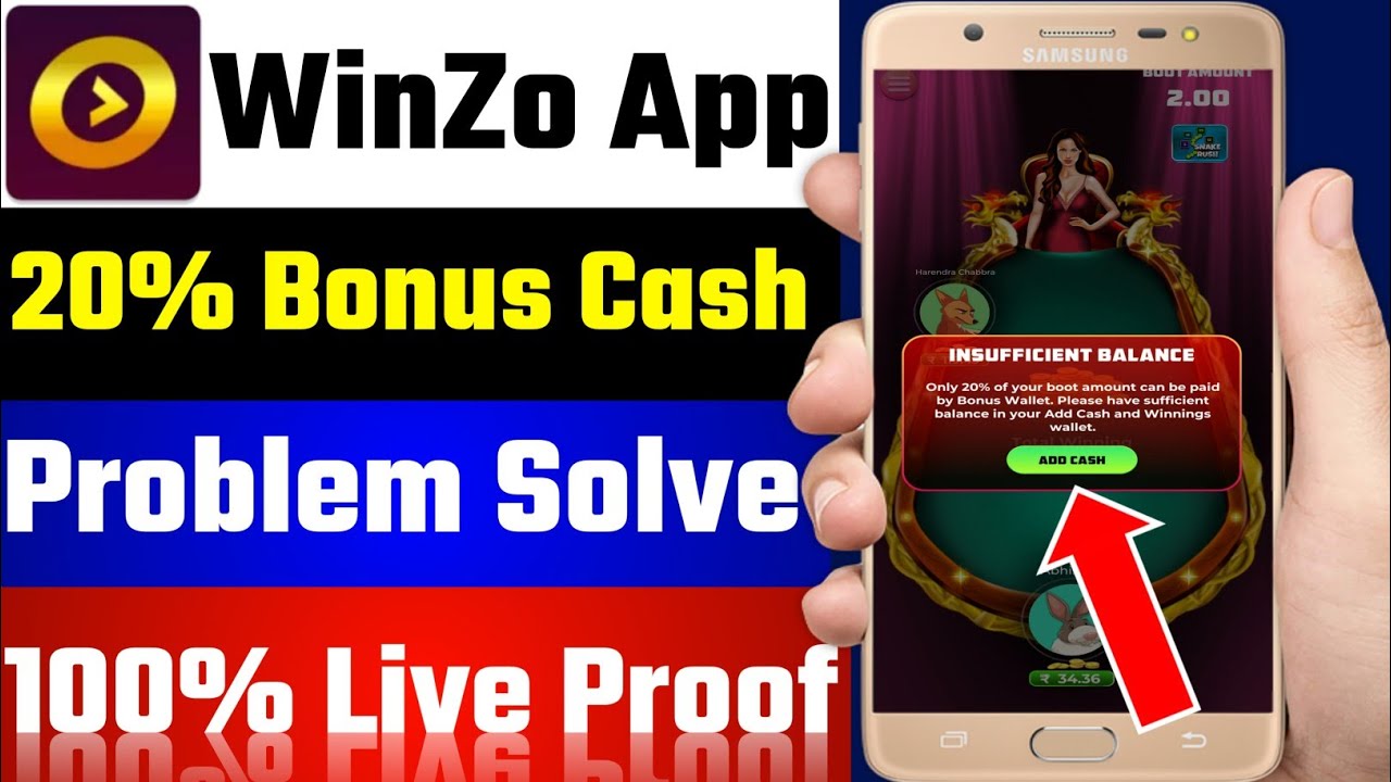 WinZo App 20% Bonus Cash Use Problem Solve | WinZo Add Cash Problem ...