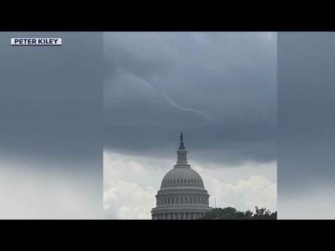 Funnel cloud spotted over the U.S. Capitol - YouTube