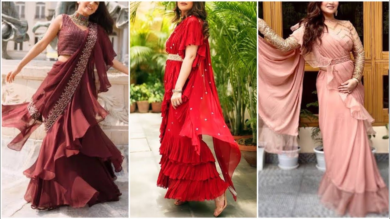 Most Beautiful & Stylish Ruffle Saree Designs For Party & Function ...