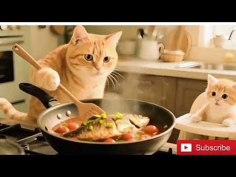 😻🐠 Yok Artık! Kedi Balık Avlıyor, Temizliyor ve Şef Gibi Pişiriyor #catvideos #ai #yapayzeka #funny