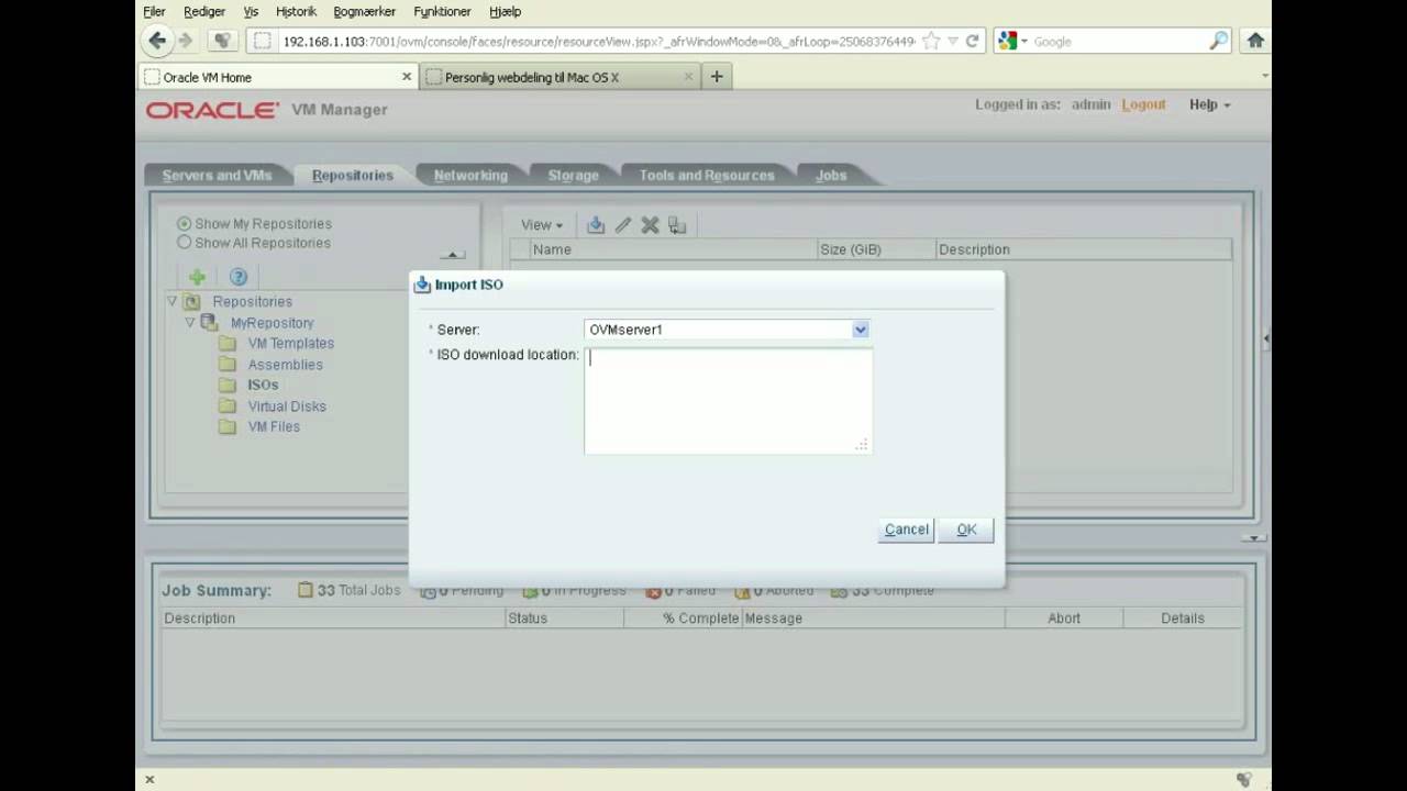 NEW Oracle OVM 3.1.1 tutorial on how to import an ISO - YouTube