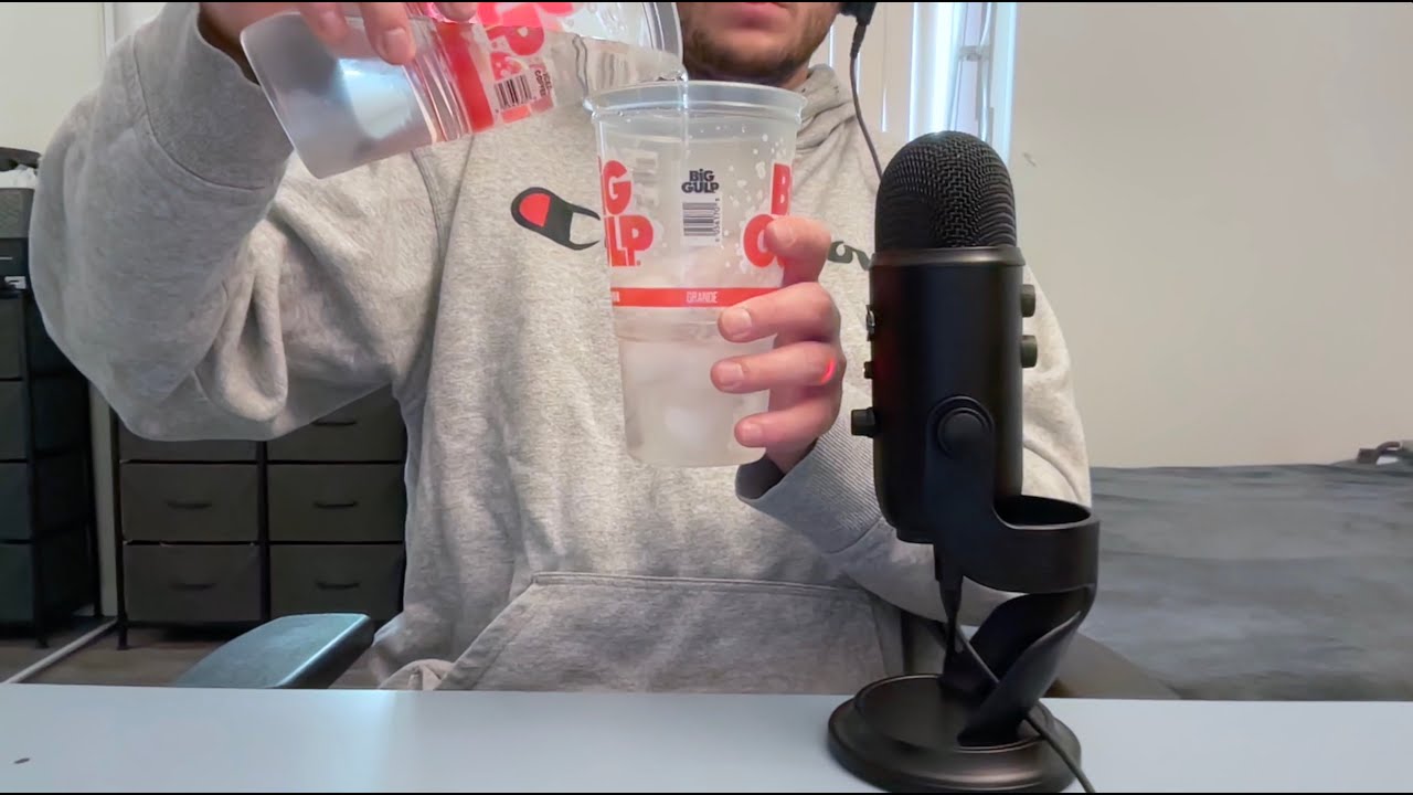 ASMR ice water sounds + pouring water + finger tapping - YouTube