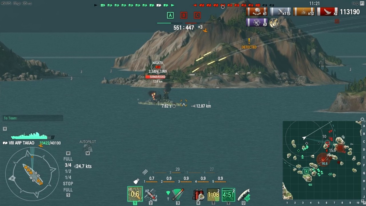 World of warships - ARP Takao 227k dmg(아타고급 순양함 타카오 기적의 22.7만딜) - YouTube