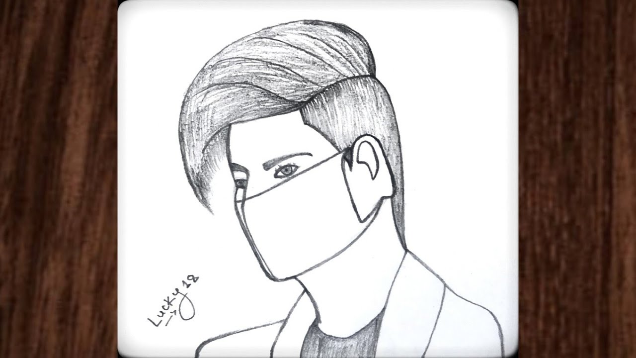 How to draw a boy with wearing mask, boy drawing, beginner Drawing ...