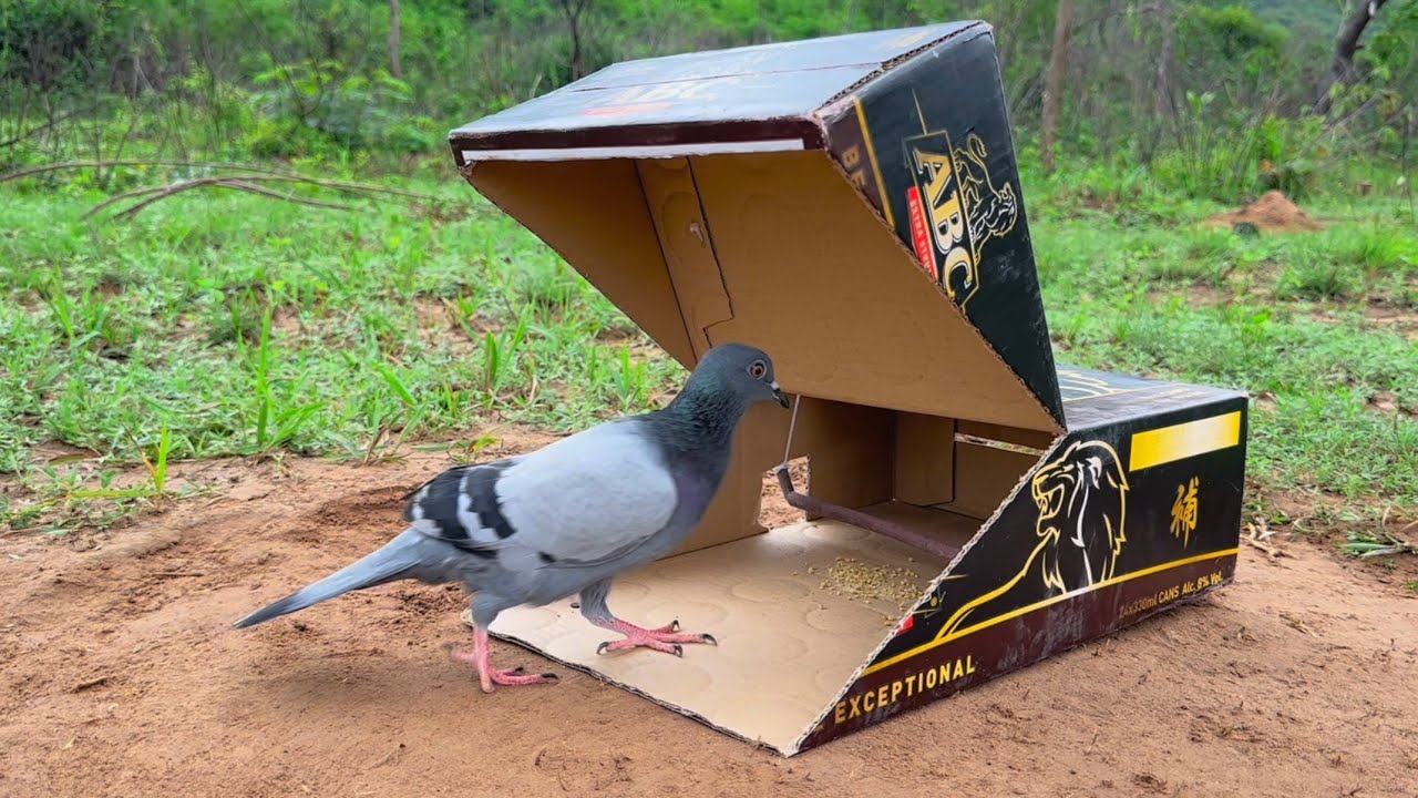 Beautiful Traps - How To Make Bird Trap Using Cardboard Box - YouTube