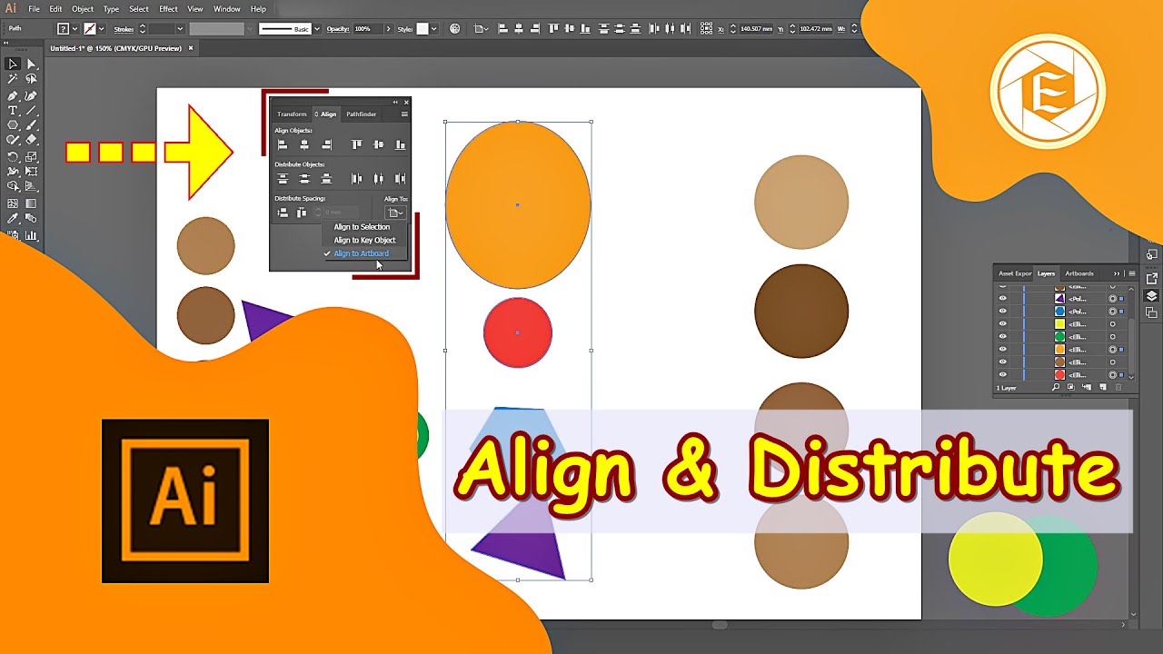 شرح المحاذاة و التوزيع في الالستريتور 2017 Align & Distribute in ...