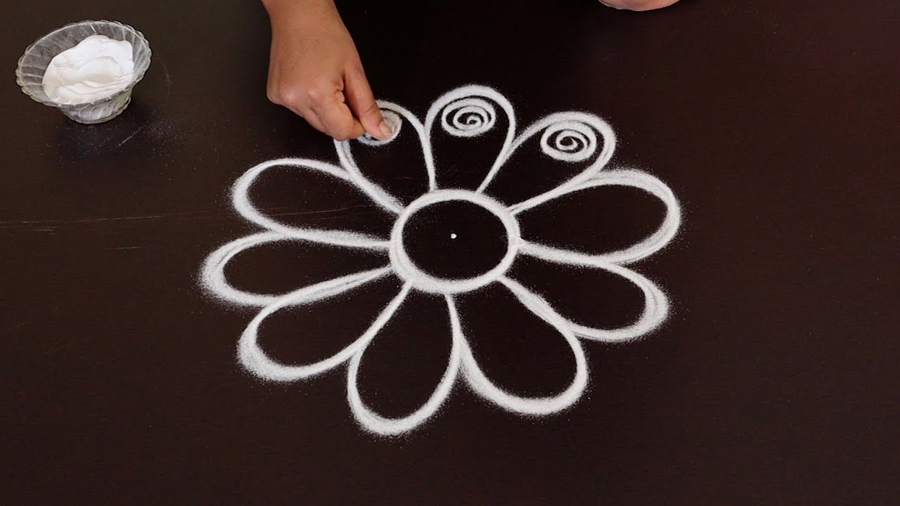 Muggulu Design For Ganesha Festival | Kolam Design For Ganesha Festival ...