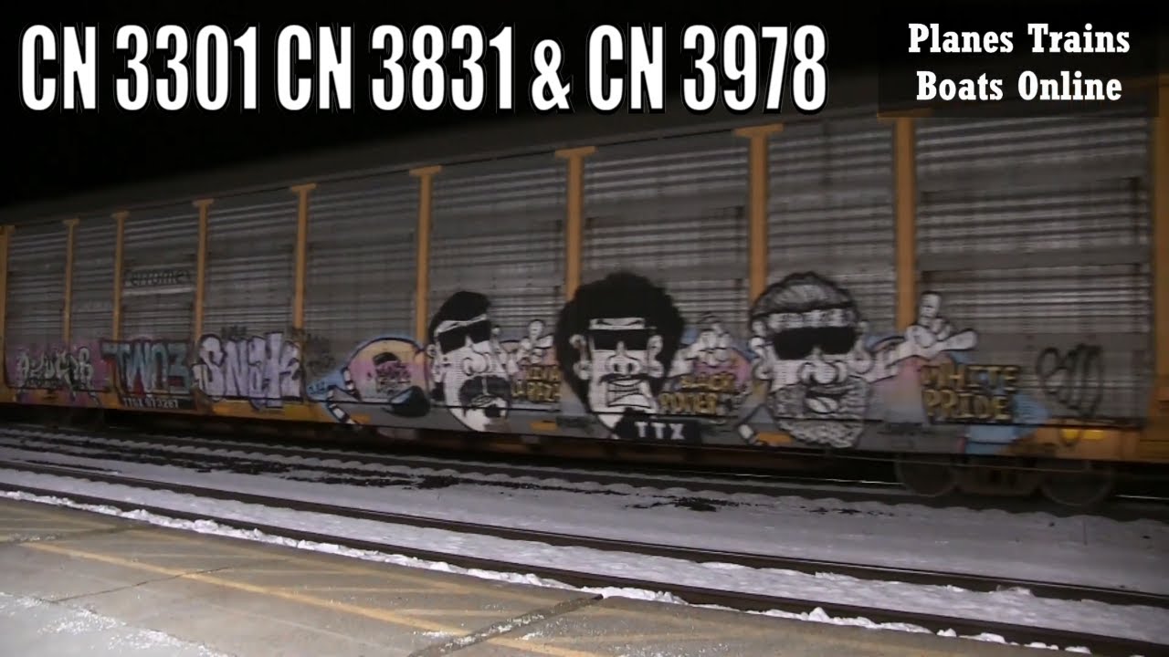CN M382 Manifest Train CN 3301 CN 3831 & CN 3978 Locomotives Strathroy ...