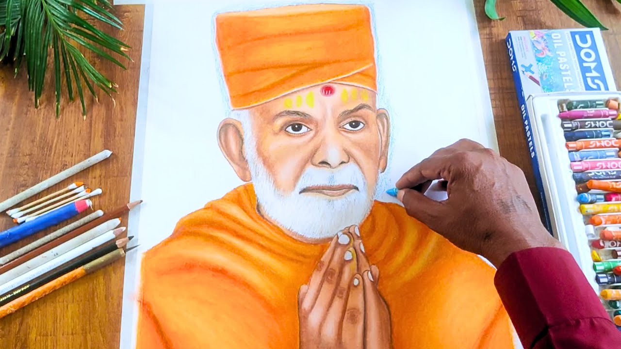 Mahant Swami Maharaj Drawing | Pencil Sketch | Colour Drawing | महंत ...