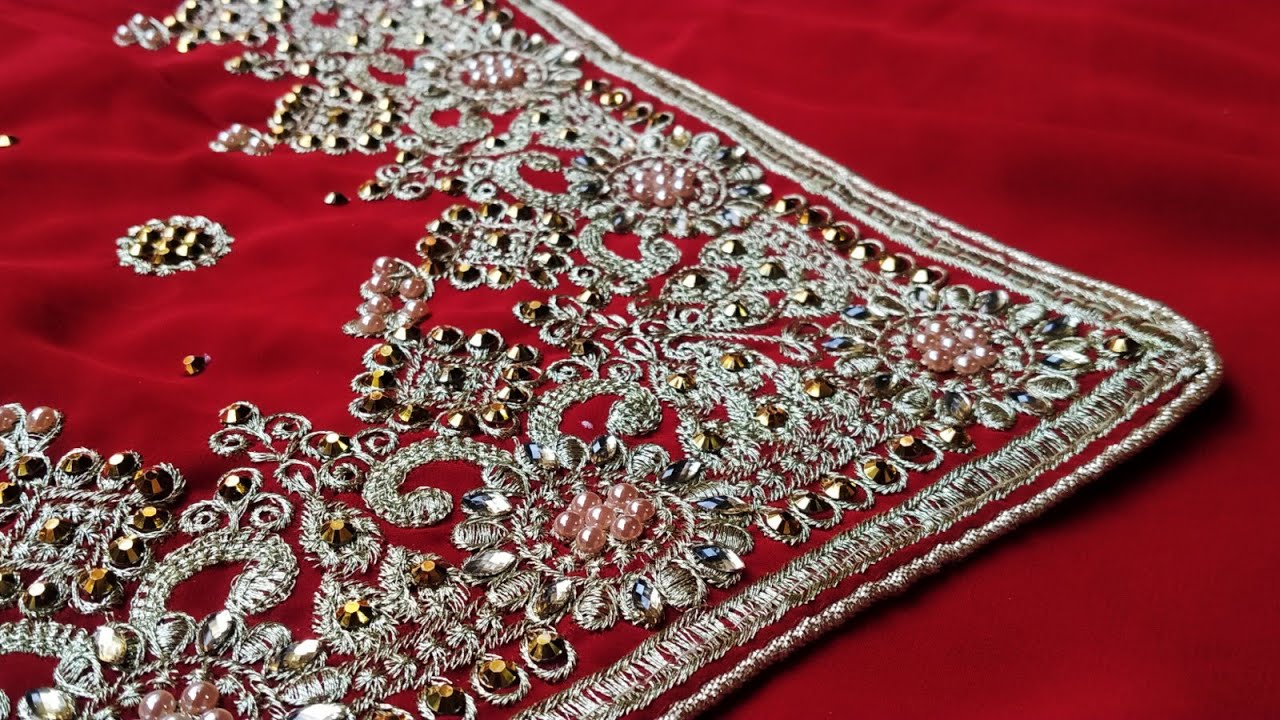 Saree stone work || designer saree || #saree #sareestonework # ...