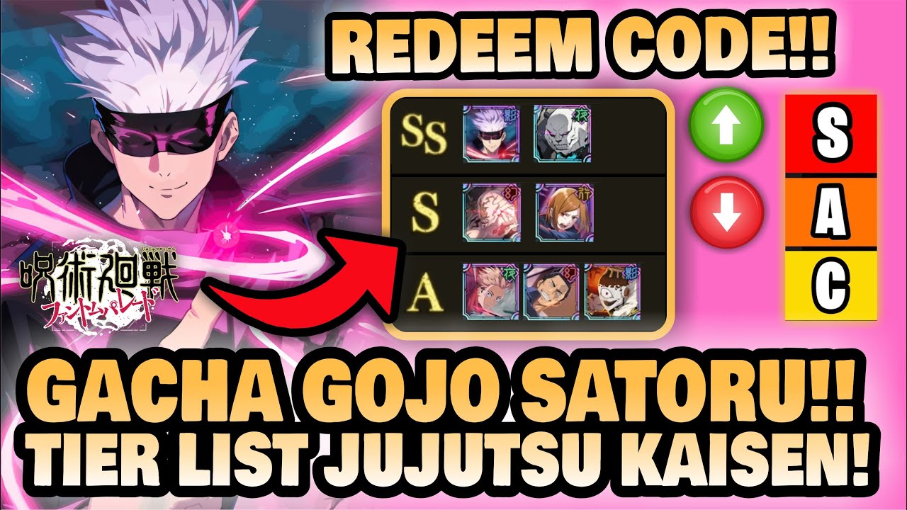 GACHA GOJO SATORU!! TIER LIST REROLL & REDEEM CODE!! 🤔 | Jujutsu Kaisen ...