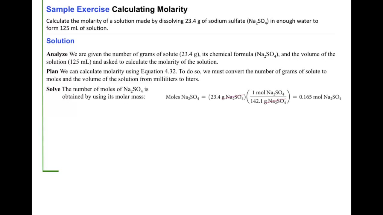 Calculating Molarity of a Solution - YouTube