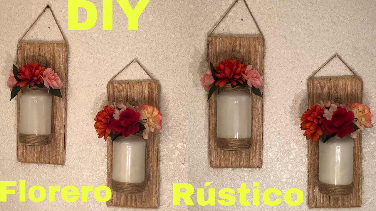 DIY: florero rústico colgante - YouTube