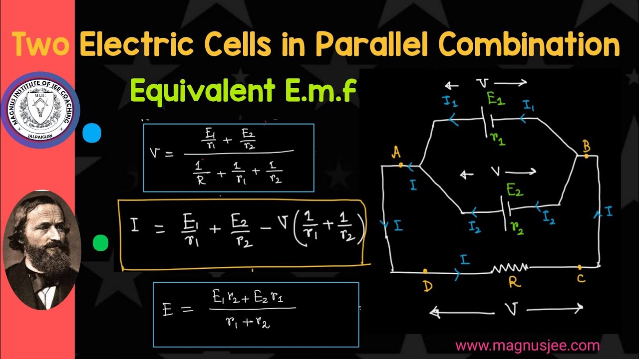 Equivalent e.m.f of two electric cells of different e.m.f's connected ...