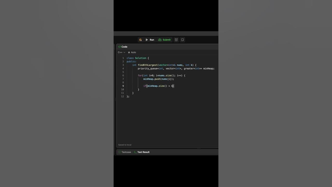 Kth Largest Element In An Array Leetcode 215 Shorts Leetcode Array Youtube