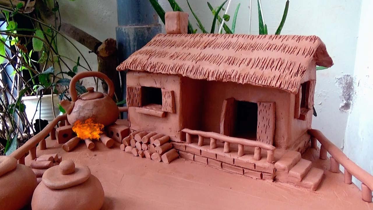 How to Build The Most Popular Village Cottage out of Clay | Miniature ...