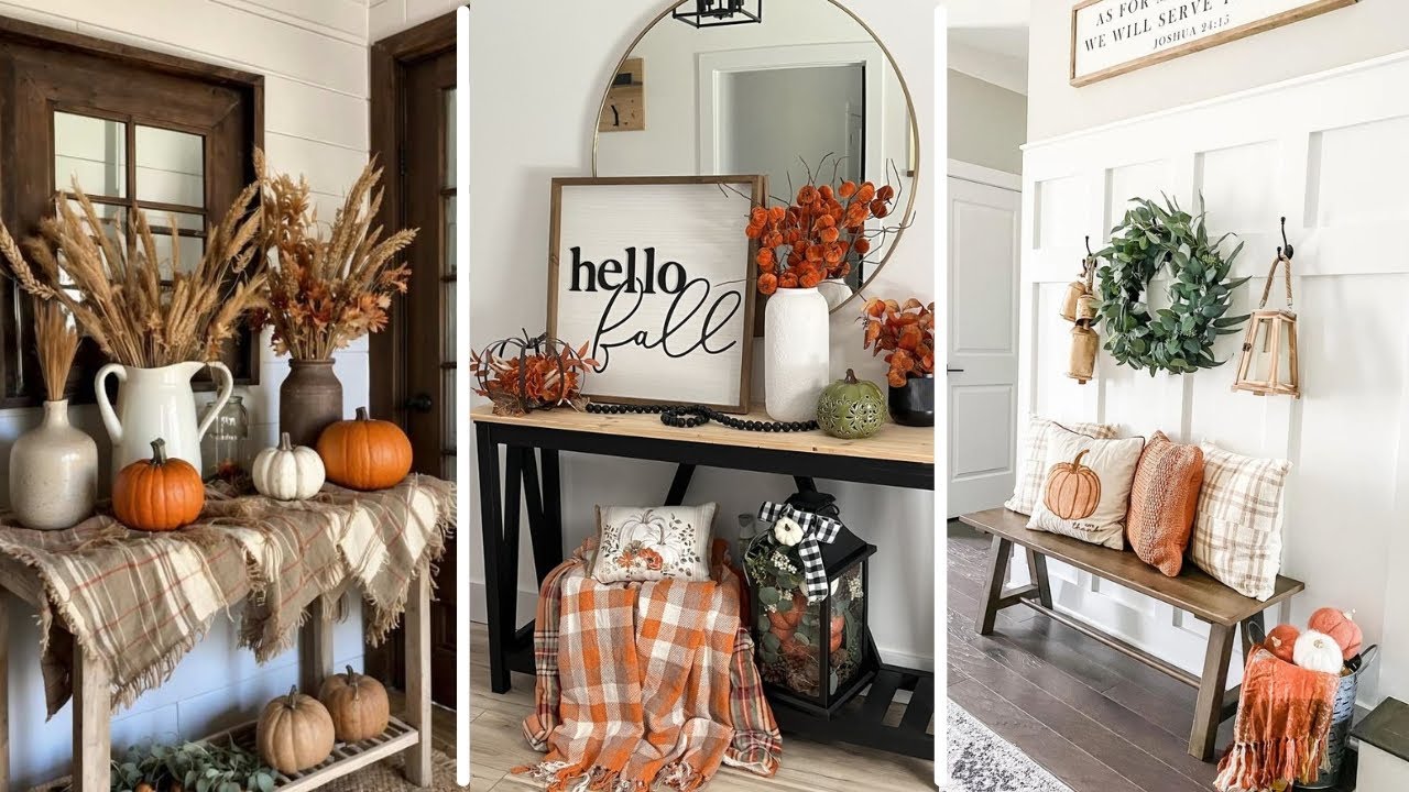 Cozy Farmhouse-Inspired Fall Entryway Decor Ideas 🍂 | Rustic ...