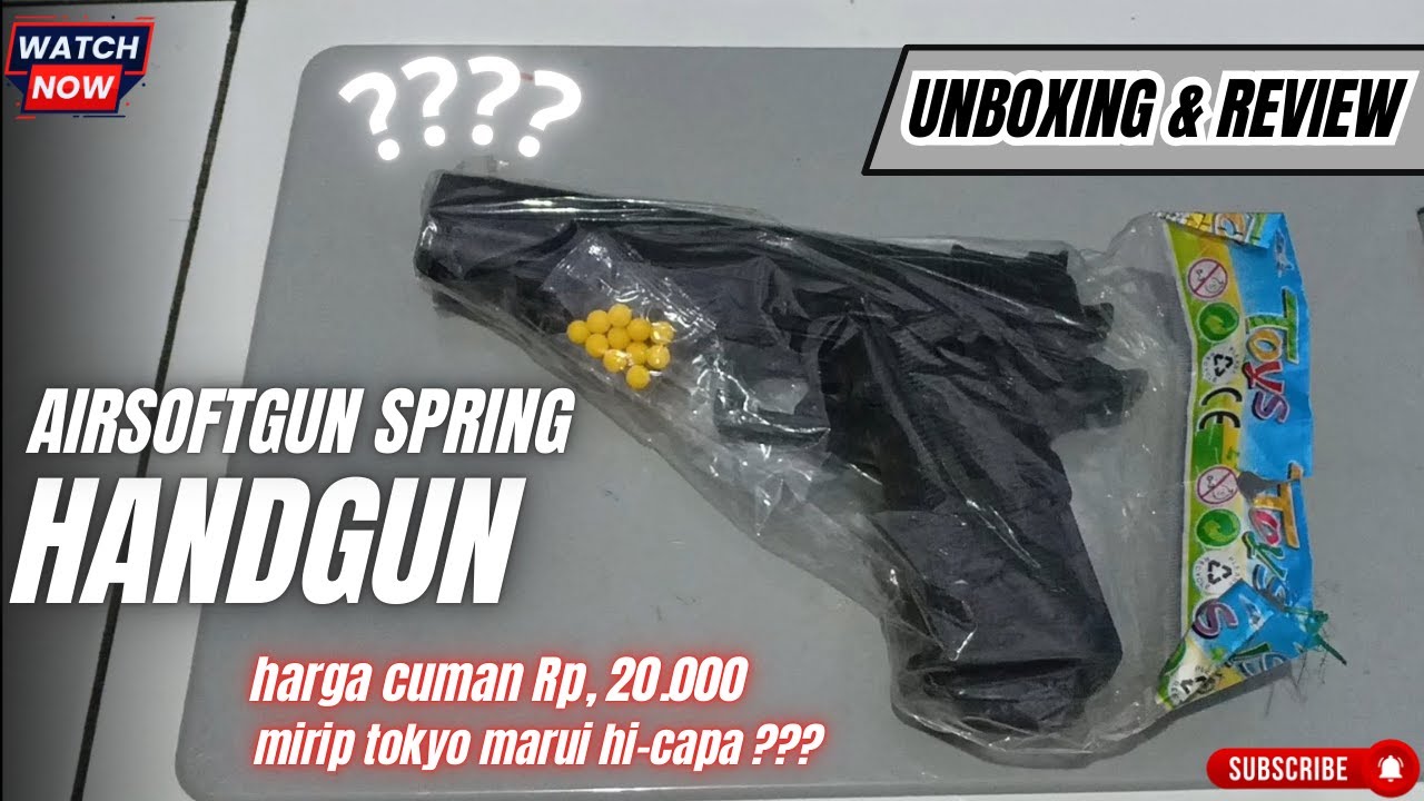 Review mainan airsoftgun spring handgun. mirip tokyo marui hi-capa ...