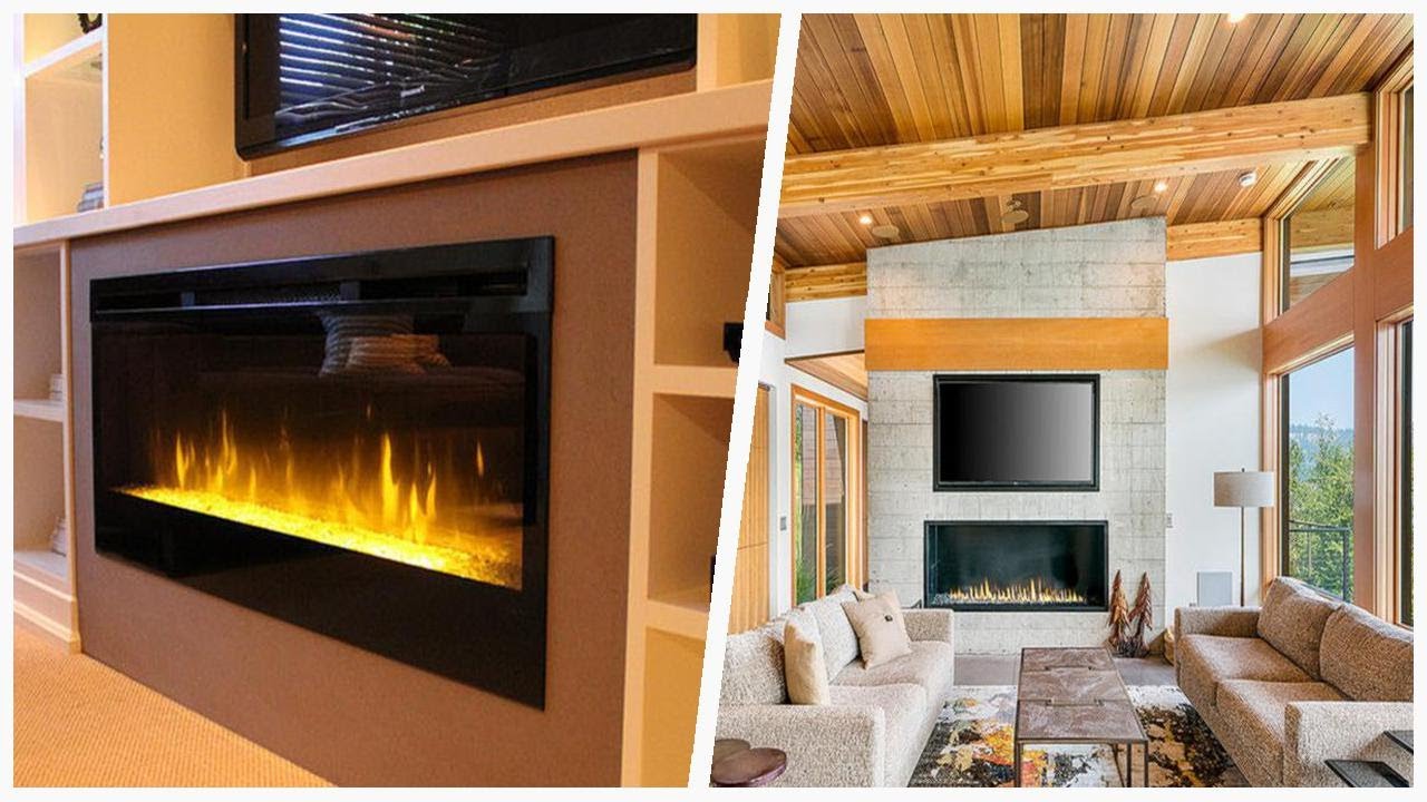 75 Orange Living Room With A Ribbon Fireplace Design Ideas You'll Love ...