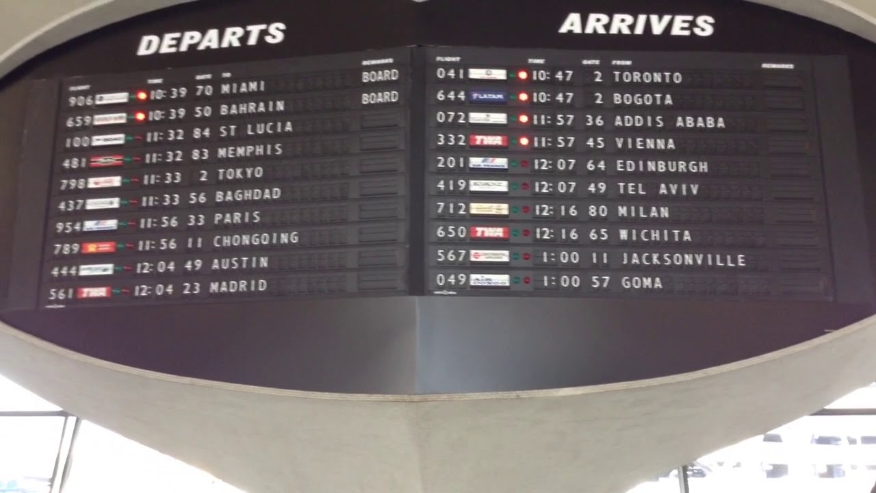 Restored Solari Flip Plate Board at JFK TWA Hotel - YouTube