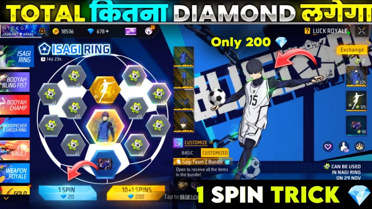 NEW ISAGI RING EVENT 1 SPIN TRICK 🤩🔥 - MIL GAYA || TEAM ISAGI Z BUNDLE ...