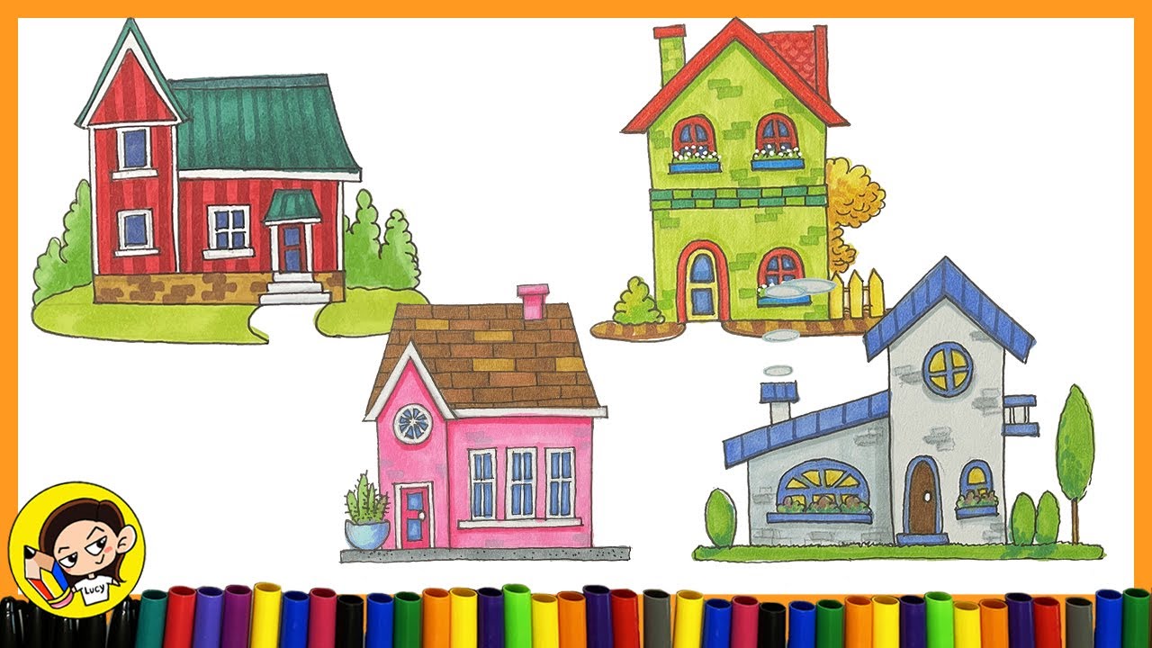 How to Draw Cute Houses Second |Easy|2023|简笔画|Marker - YouTube