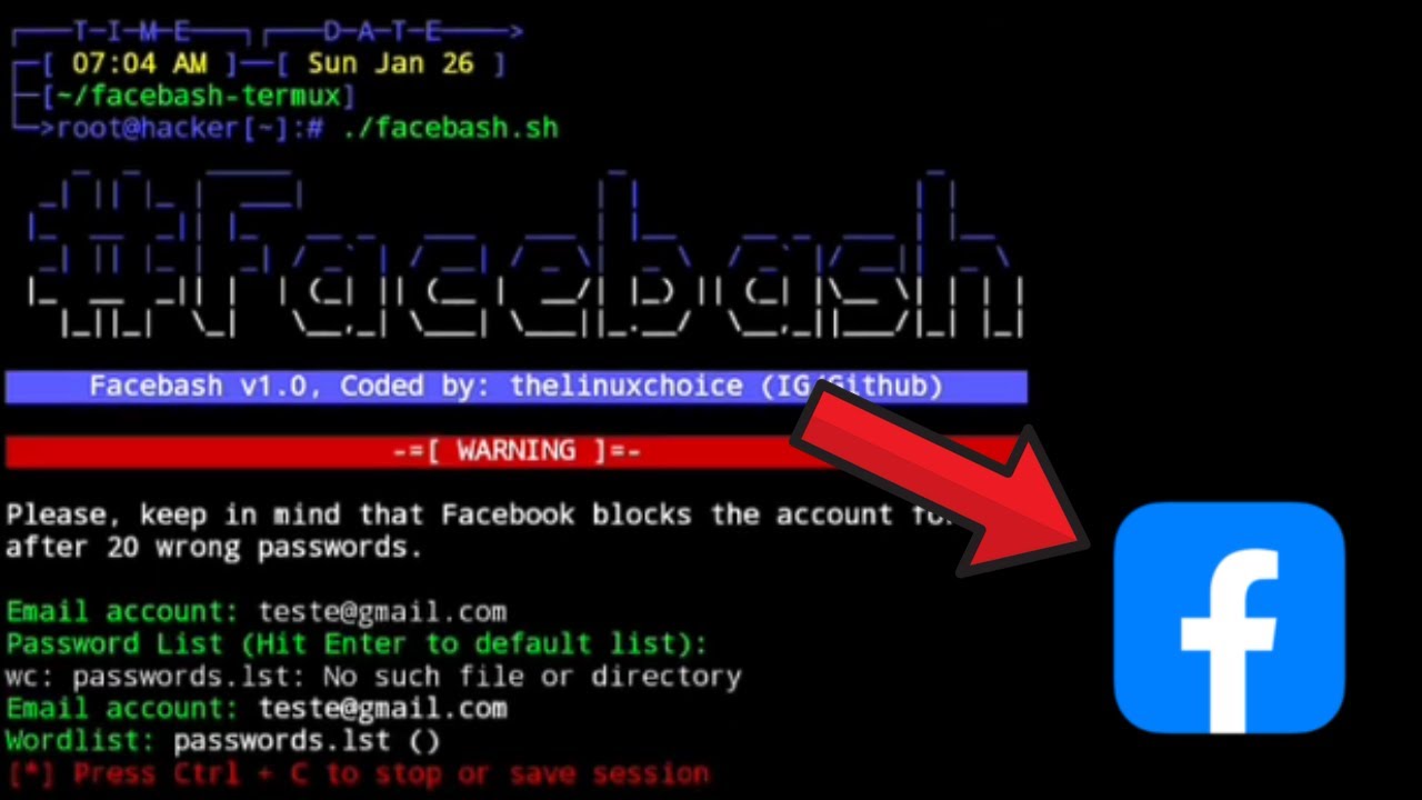 Ferramenta Para Brute Force Facebook - Termux - YouTube