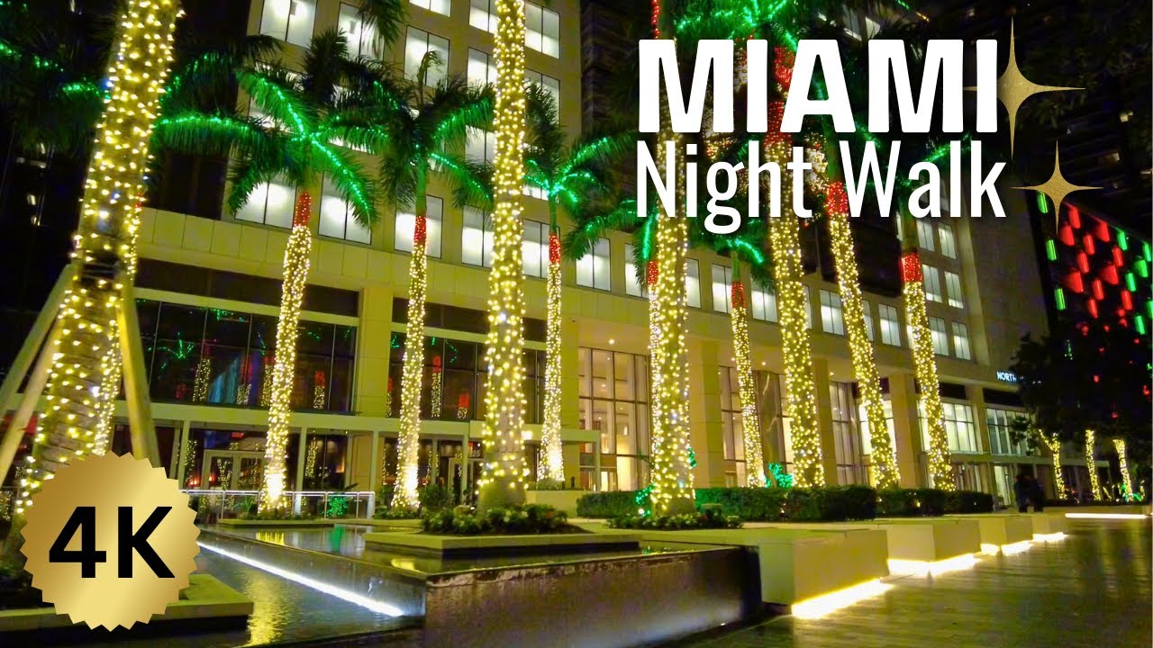 4K Night Walk in Downtown Miami During Christmas - YouTube