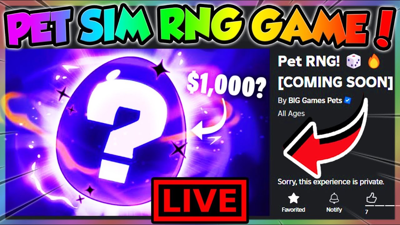 (🔴LIVE) NEW *PET RNG* GAME DROPS TODAY!?! + Giveaways!! (Roblox) - YouTube
