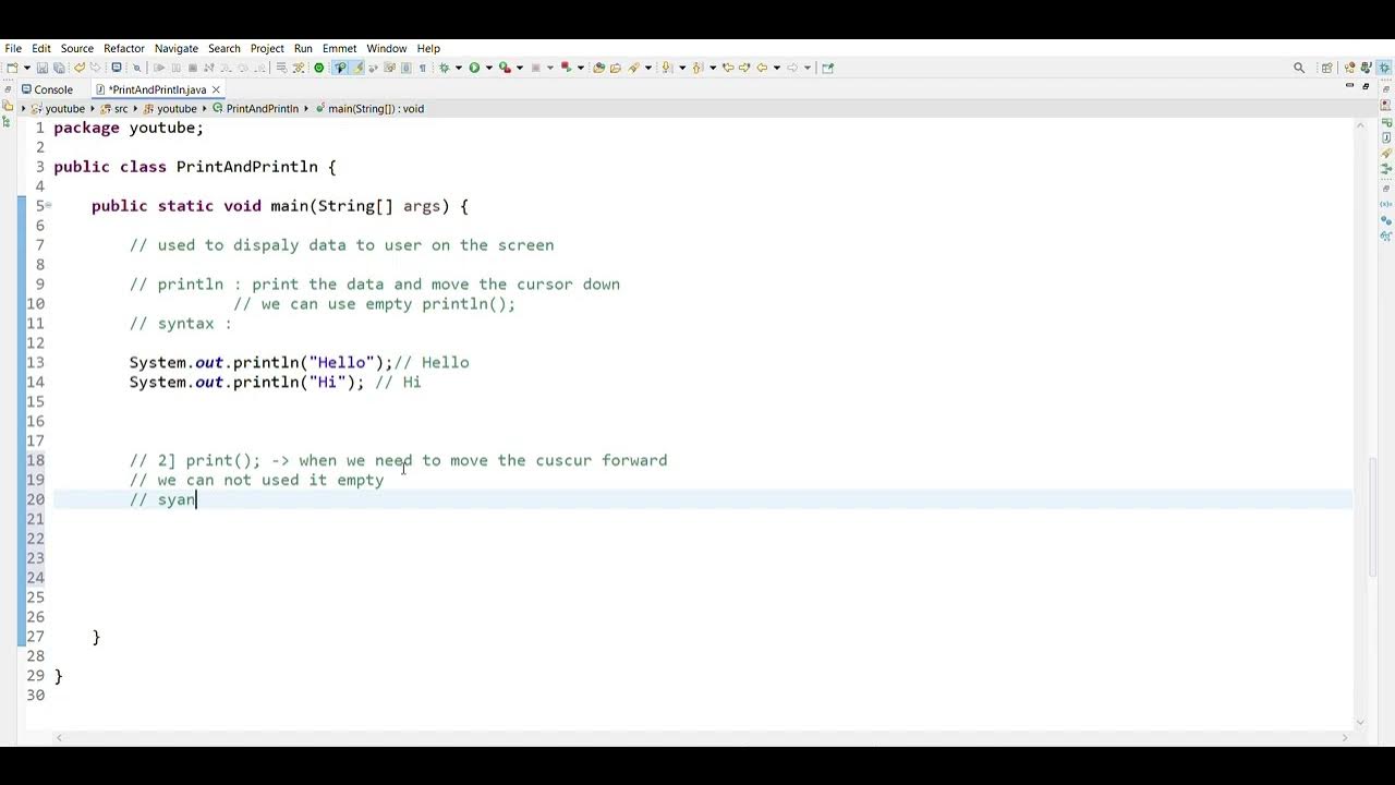 #5 Println and Print statement - YouTube