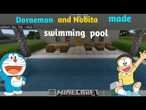 Doraemon and Nobita made swimming pool in Minecraft survival - YouTube