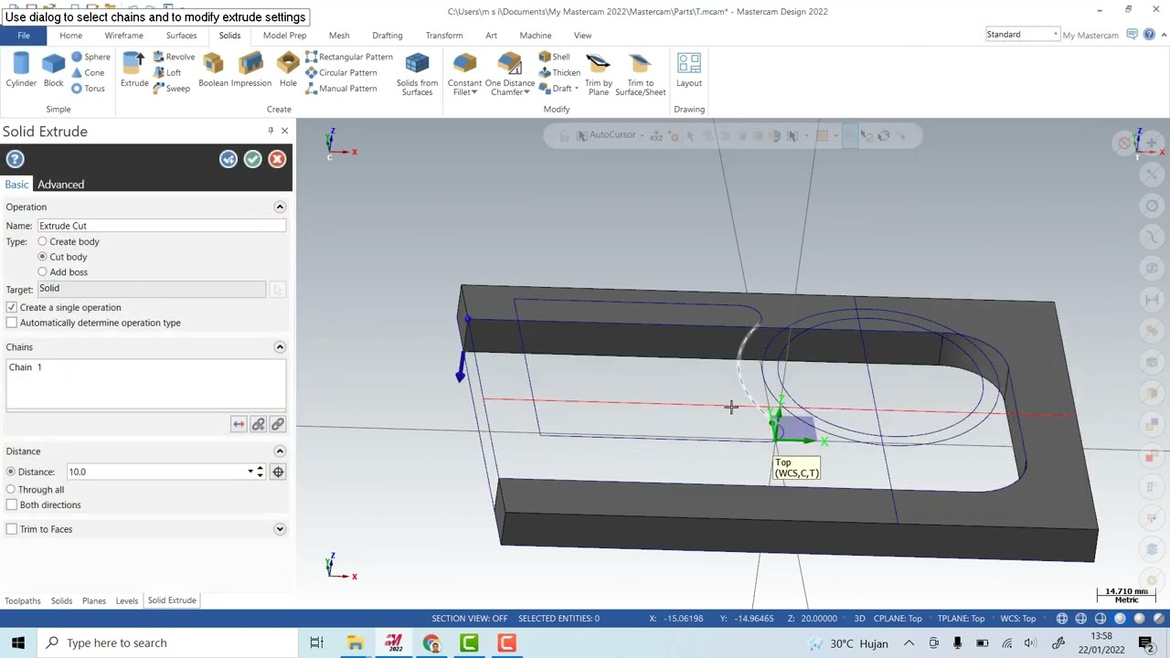 Mastercam Beginner : Drawing Solid part - YouTube