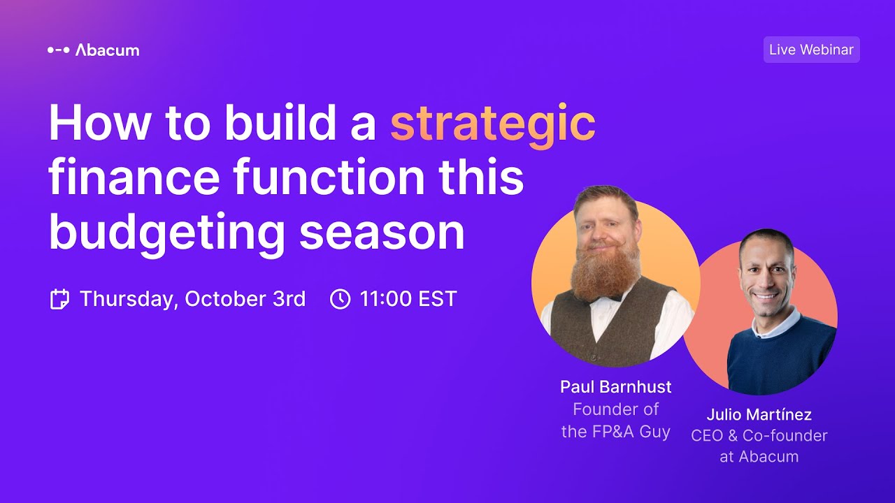 How to build a strategic finance function this budgeting season - YouTube