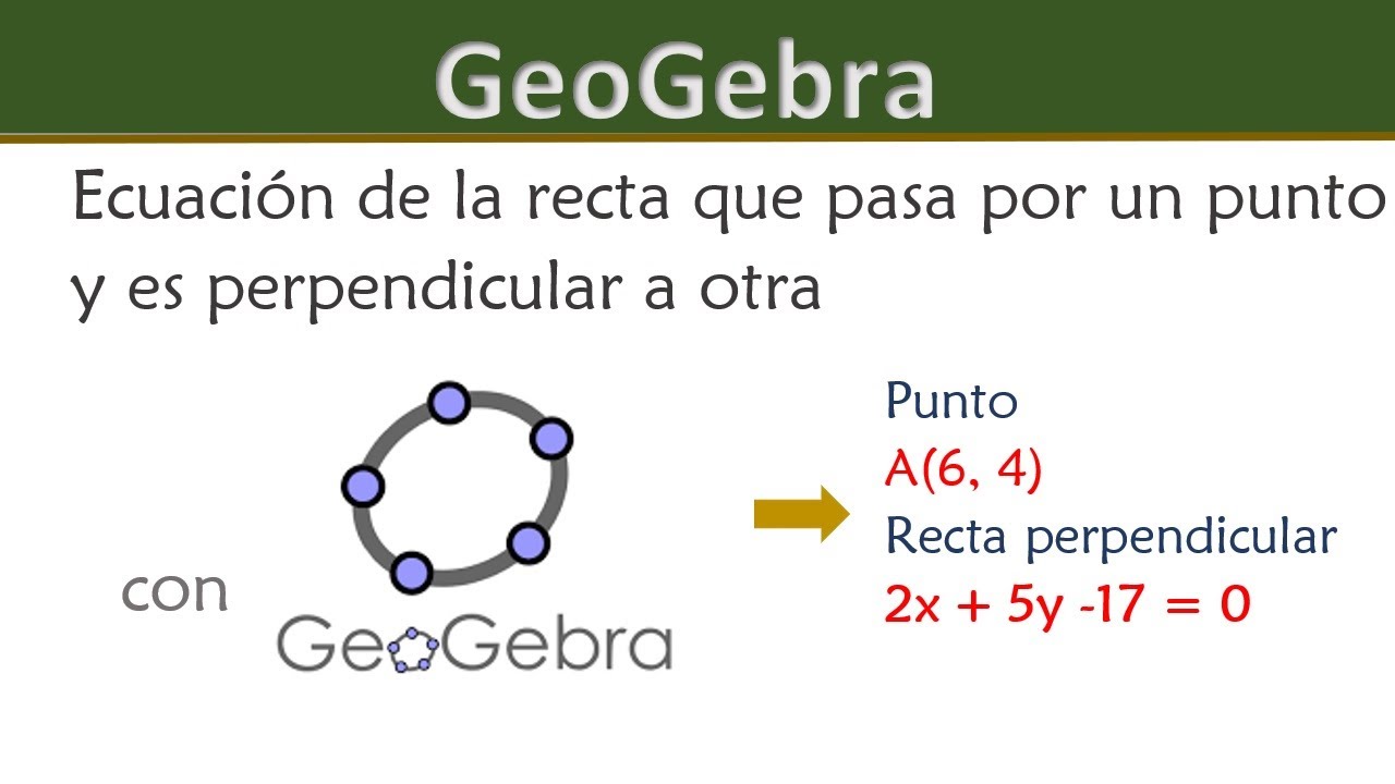 Ecuación dela recta que pasa por un punto y es perpendicular a otra con ...