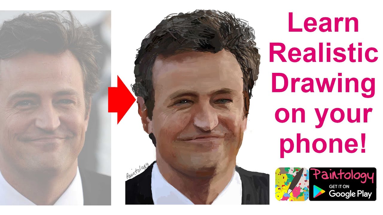 Part 1 - Full live tutorial | Drawing of the late Matthew Perry using ...