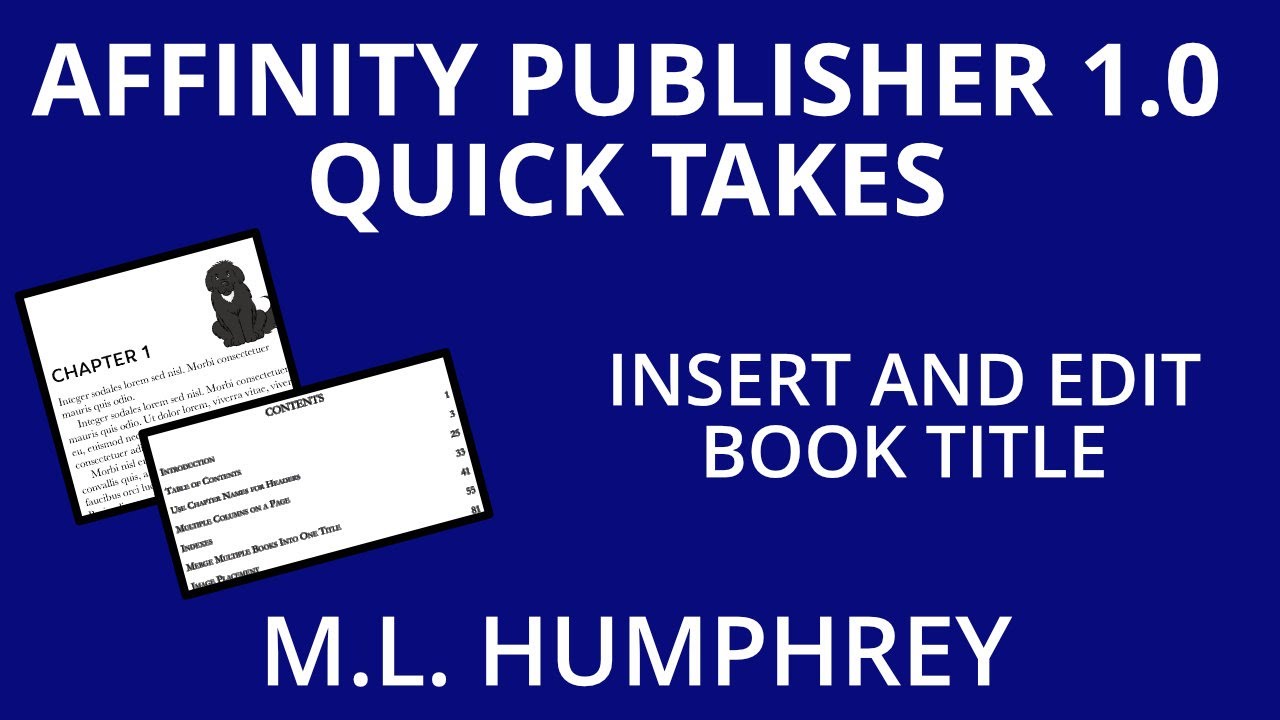 Affinity Publisher 1.0 Book Title Insert or Edit - YouTube