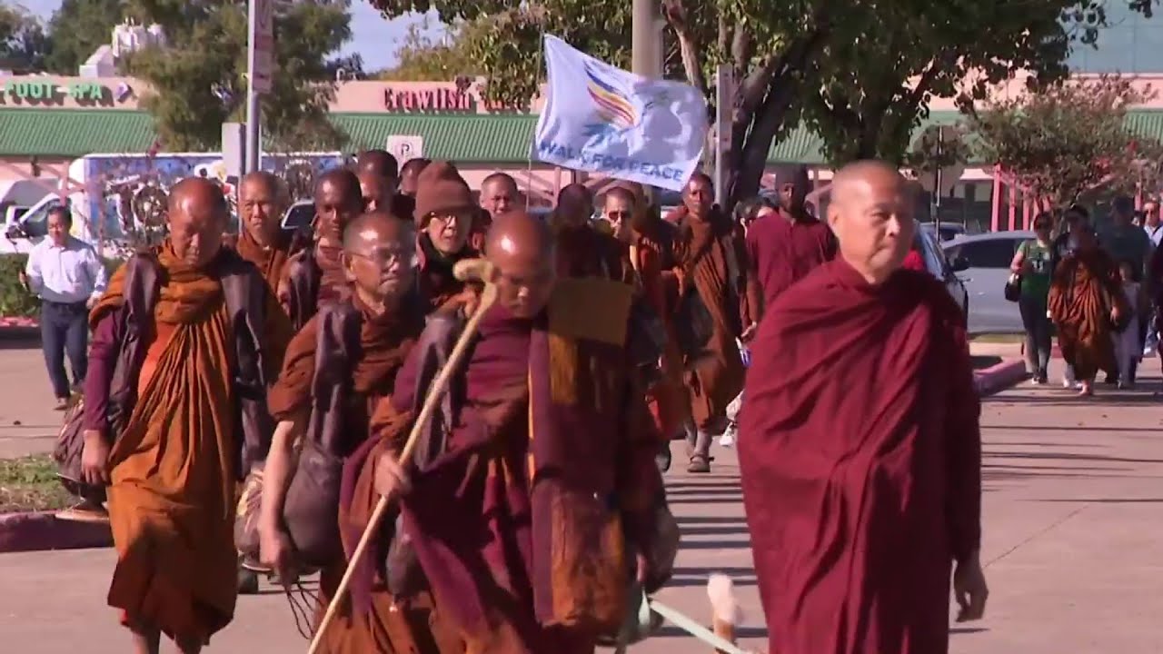Monks hit by car during nationwide peace walk - YouTube