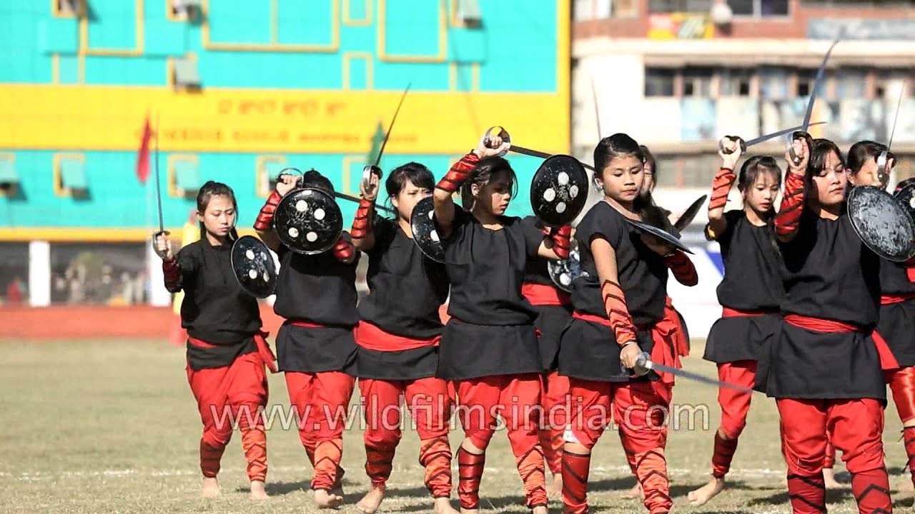 Meitei youngsters perform 'Thang ta' - Manipuri martial arts - YouTube