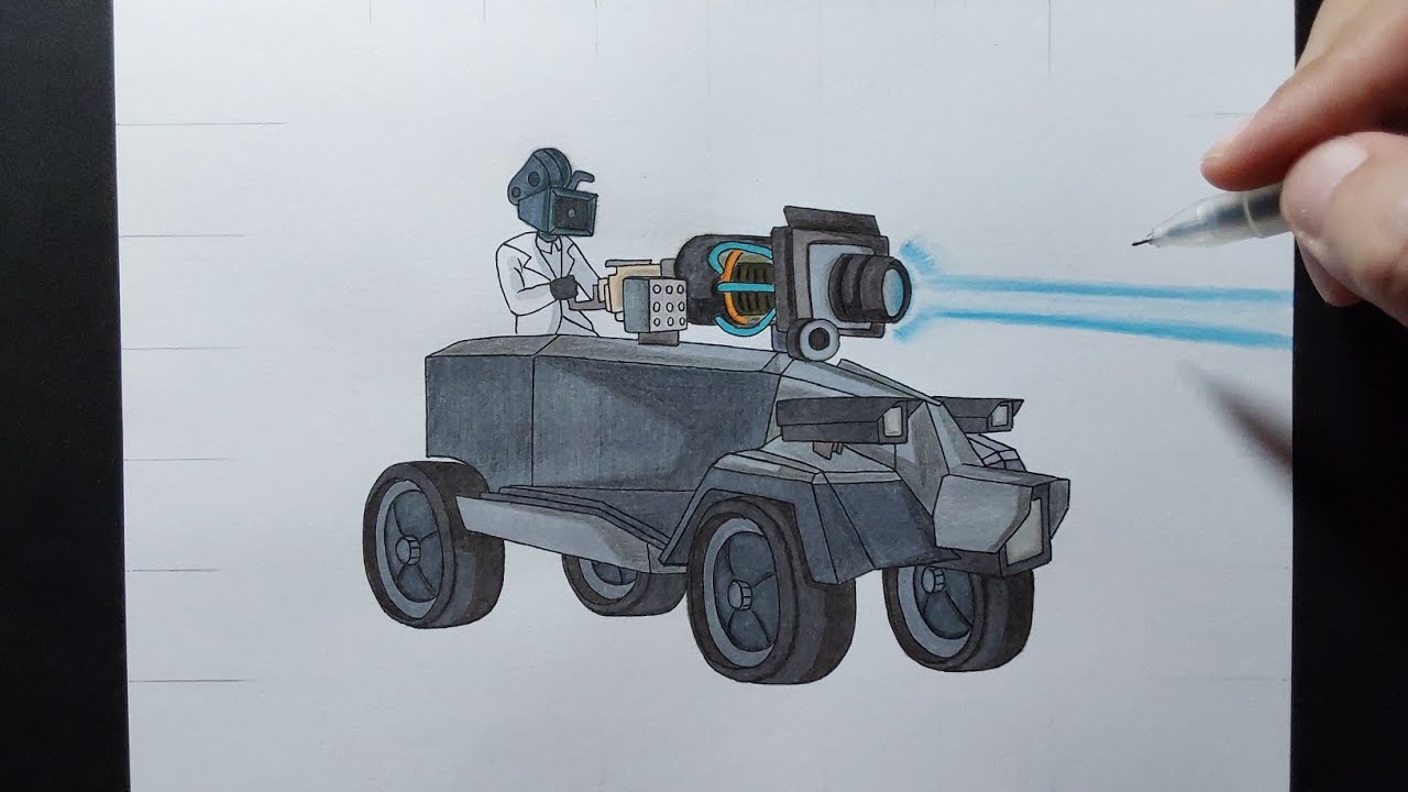 How to draw Camera Man APC Tank - YouTube